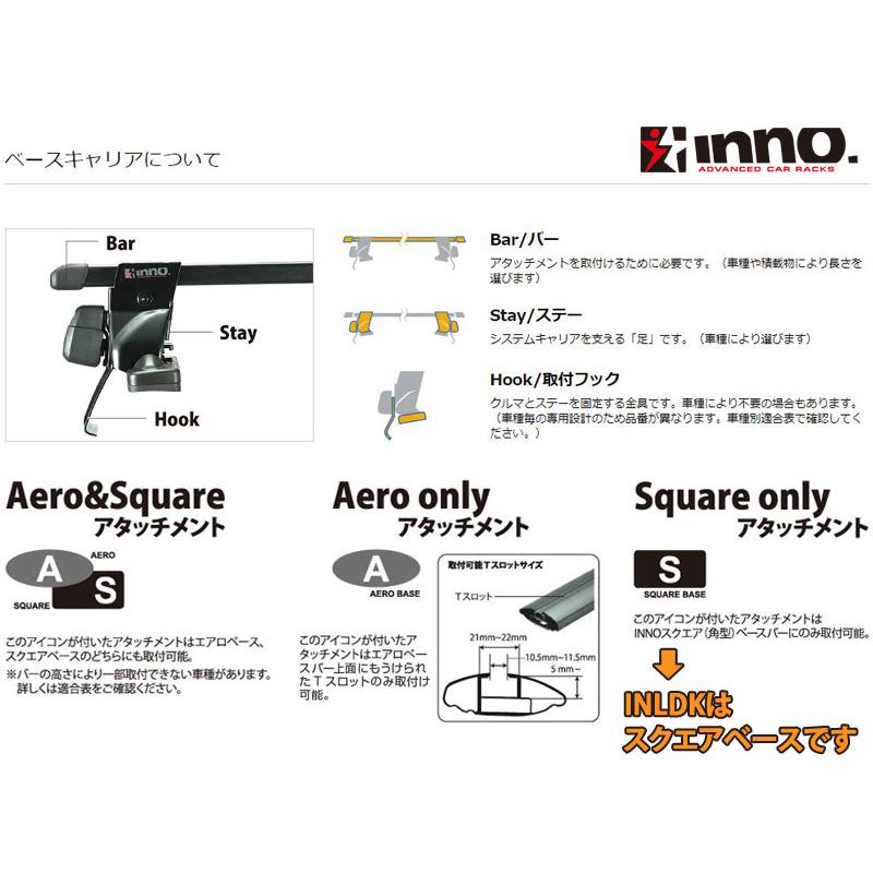 INNO ニッサン ノート クロスオーバー R3.10〜 E13系 ルーフモール付 スクエアベース 車種別 ベースキャリアセット キャリア バー ルーフ ベース セット inno (P01 ...
