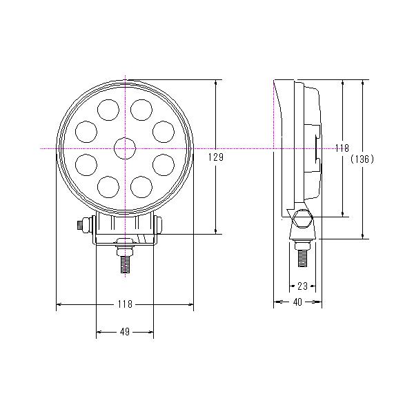 DOWA ドーワ LED 丸 薄型 ワークランプ 12V/24V共用 9灯 P-8032 : CarParts TSC - 通販 ...