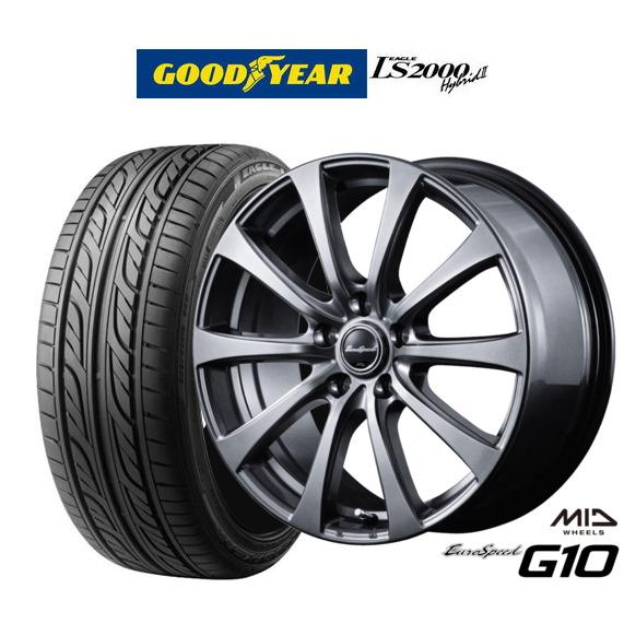 サマータイヤ ホイール4本セット MID ユーロスピード G-10 グッドイヤー イーグル LS2000 ハイブリッド2(HB2) 185/55R15 : set-15354538 ...