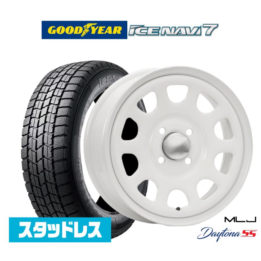 【2024年製】スタッドレスタイヤ ホイール4本セット MLJ デイトナ SS グッドイヤー ICE NAVI アイスナビ 7 日本製 155/65R14 : set-16402675 ...