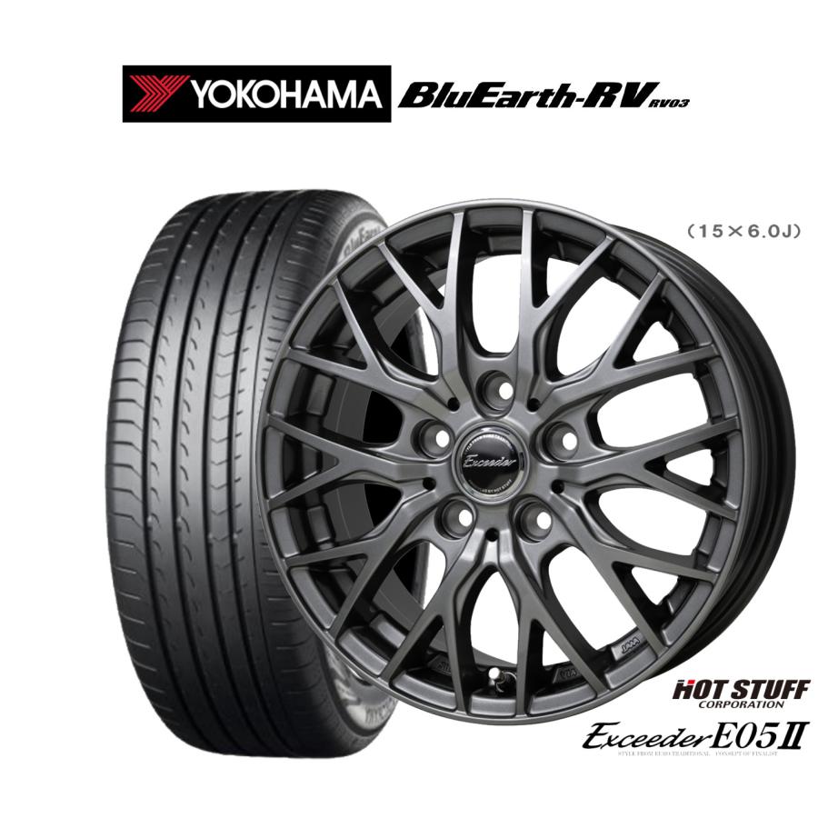 HOT STUFF サマータイヤ ホイール4本セット ホットスタッフ エクシーダー E05II ヨコハマ BluEarth ブルーアース RV03(RV-03) 185/60R15 ...
