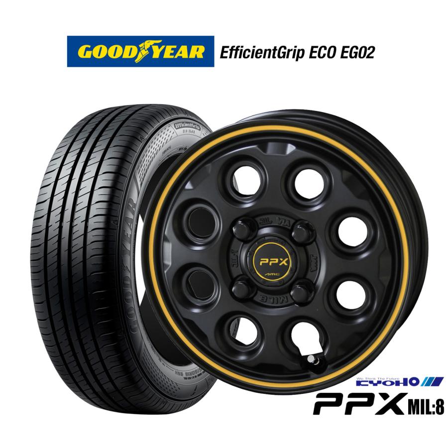 共豊 サマータイヤ ホイール4本セット KYOHO PPX ミルエイト(Mil:8) グッドイヤー エフィシエント グリップ エコ EG02 165/50R15 : カーポートマルゼン ...