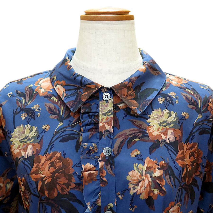 michel beaudouin 【SALE】Michel Beaudouin ミシェルボードワン MB-B9304 LIBERTY リバティフリルブラウス col.3 BLEU サイズ:1 ...
