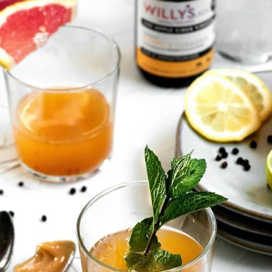 Willy's ACV オーガニック プロバイオティクス アップル サイダー ビネガー (ターメリック ＆ エウレカレモン入り) リンゴ酢 ...