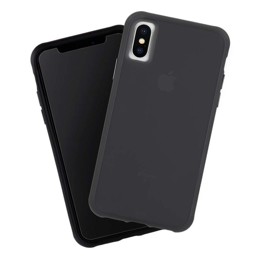 Case-Mate iPhoneX/iPhoneXs 共用 シンプルなデザインの耐衝撃ケースと液晶保護ガラスのセット ブラック Tough Matte Black and Screen ...