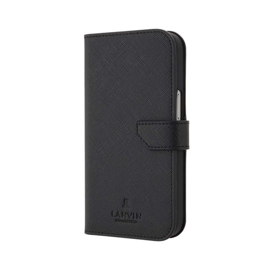 LANVIN COLLECTION ランバン コレクション iPhone15 15Pro スマホケース MagSafe対応 メンズ 男性 ブランド 手帳型 ブラック シンプル かっこいい 大人 ...