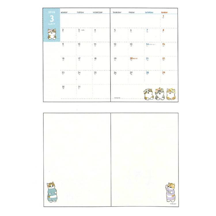 mofusand 手帳 2026年スケジュール帳 2025年10月始まり・月間 A6 フレーム 133980 : キャラクター雑貨 ラフラフ - 通販 - Yahoo!ショッピング