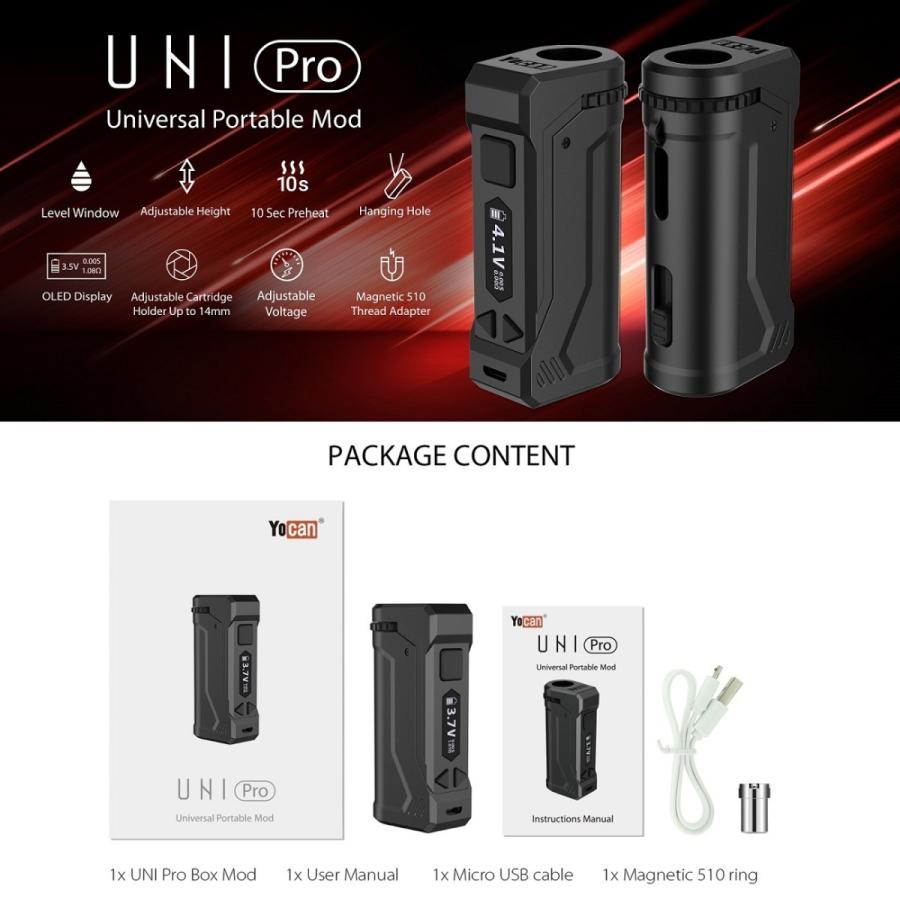 ヴェポライザー Yocan UNI Pro ヨーキャン ユニプロ 510 カートリッジバッテリー BOX MOD 650mAh CBD CBN ...