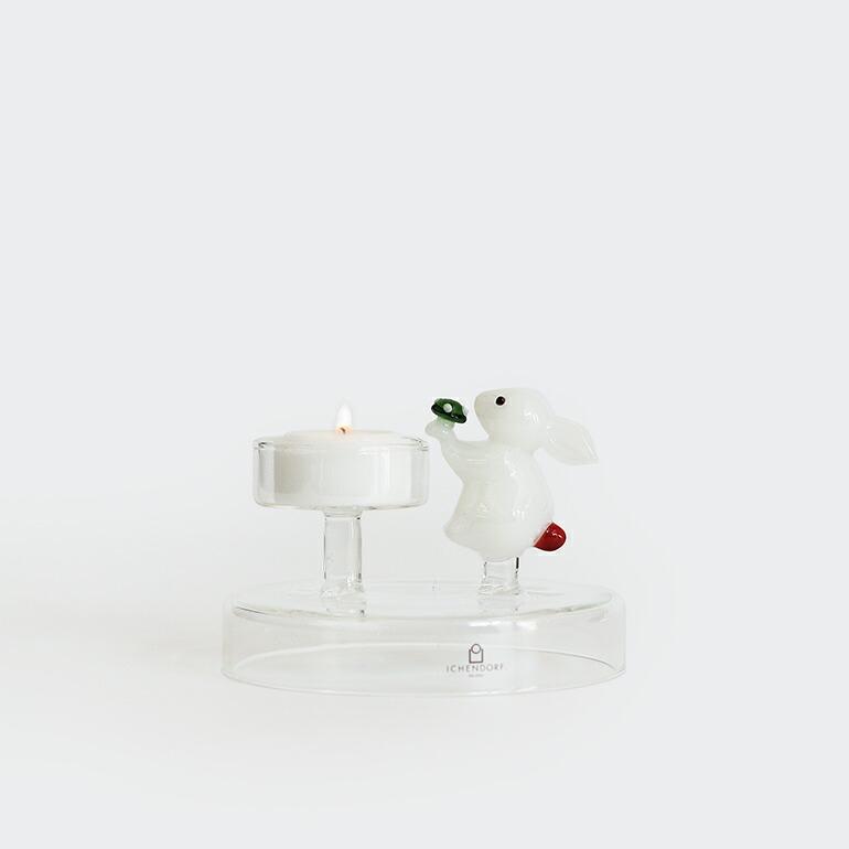 キャンドルホルダー ガラス うさぎ イタリア 手吹き ICHENDORF MILANO イッケンドルフ ミラノ ALICE Tealight ...