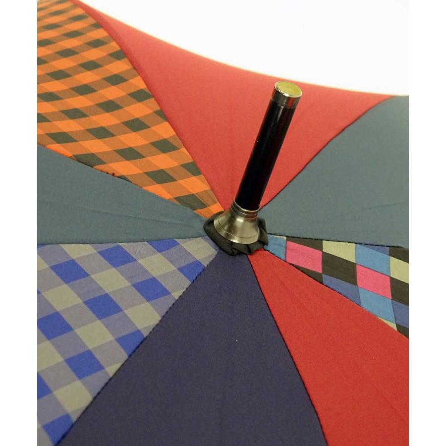 傘 +RING coco 65cm メンズ おしゃれ 雨傘 プラスリング 長傘 男性用 T281 ギンガムチェック オレンジ ブルー : クラ ...