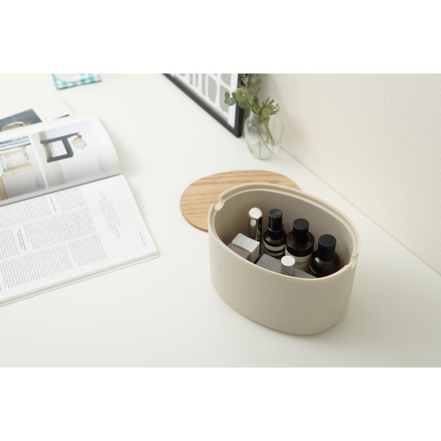 小物入れ ideaco イデアコ オーバルボックス Mサイズ ハイタイプ（高） 木目 コンパクト 卓上 収納ボックス 収納ケース 正規品 ストーンサンドホワイト : クラシモノ CDF ...