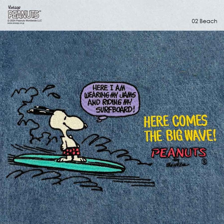 2024新作 スヌーピーバッグ ROOTOTE ルートート IP.デリ.刺繍.ピーナッツ-9C 刺しゅう デニム生地 スヌーピーグッズ トートバッグ 正規品 ビーチ : 23608 : クラ ...