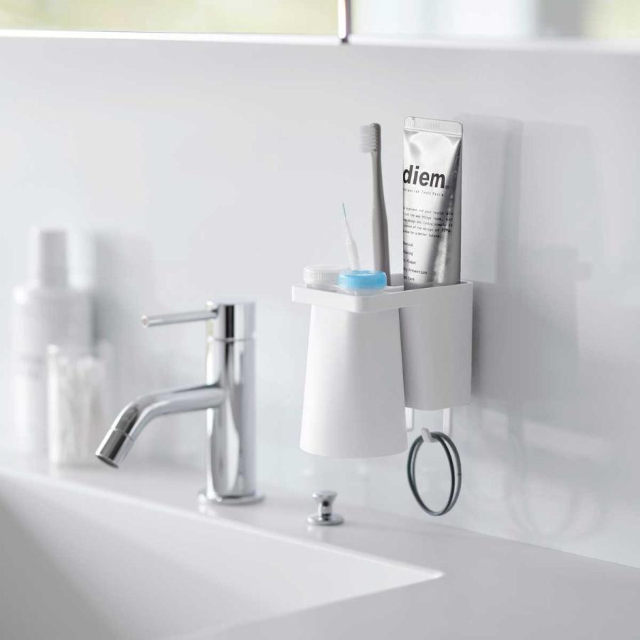 tower 歯ブラシスタンド タワー フィルムフック1人用歯ブラシホルダー&マグネットタンブラー 歯ブラシホルダー 山崎実業 正規品 1295 ホワイト : クラシモノ CDF - 通販 ...