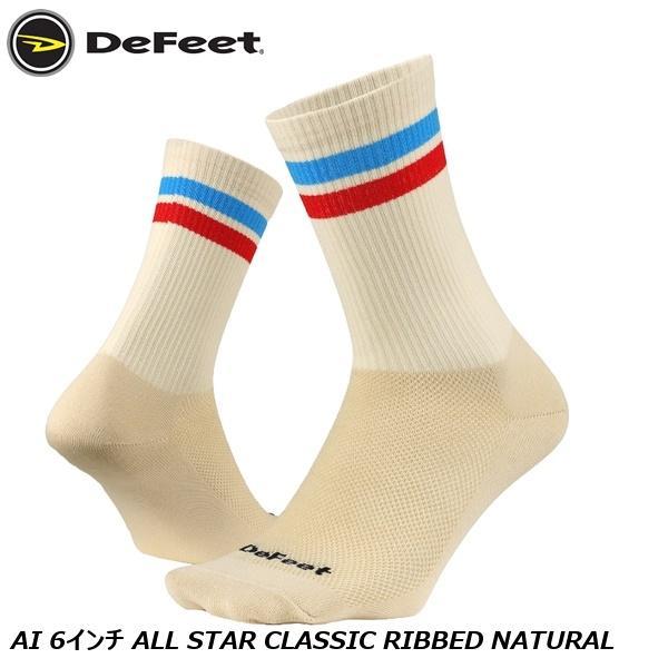 DeFeet（ディフィート） AI 6インチ ALL STAR CLASSIC RIBBED NATURAL サイクルソックス 靴下 ...