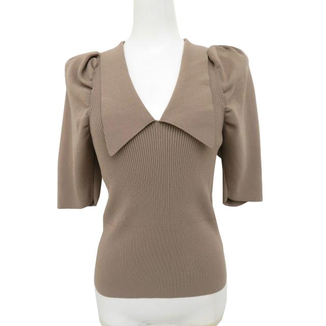 Sov. DOUBLE STANDARD CLOTHING/Sov. パフスリーブ 襟付き ニットトップス ライトブラウン系 38 '22年SS A1【中古】 : セレブ ヤフーショップ ...