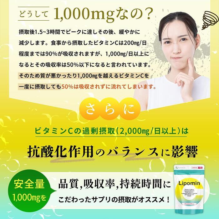 Celen 【栄養機能食品】 Lipomin (リポミン) 高吸収リポソーム × 持続型タイムリリース 90粒入 30日分 ビタミンC 1 ...
