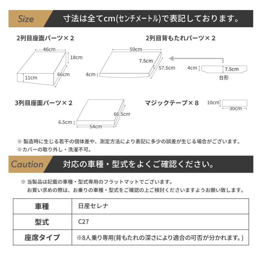 車中泊 マット セレナC27 8人乗り専用 座席シートフラットマット 段差解消マット 車中泊グッズ 日産 A1606a : パルトネール インテリア - 通販 - Yahoo!ショッピング