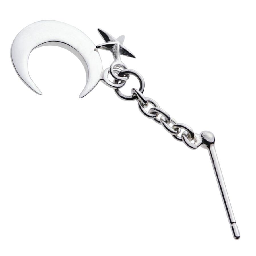 ピアス シルバー アクセサリー 星三日月 三日月 星 スター ぶら下り イヤリング メンズ セノーテ e0441 :e0441:シルバー ...