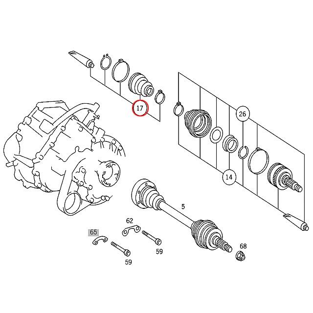 ドライブシャフト ブーツ フロント インナー 左右共通(片側) メルセデスベンツ Vクラス W638 V230 V280 ...