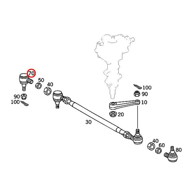 Mercedes-Benz ステアリング タイロッドエンド 左ねじ メルセデスベンツ Gクラス W463 300GE G300 G320 ...