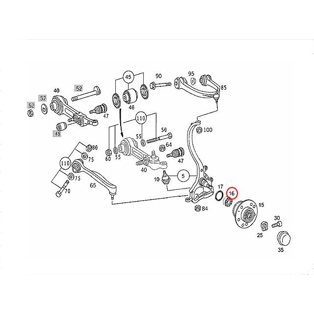 Mercedes-Benz ホイール ハブベアリング フロント 外側 左右共通(1個) メルセデスベンツ Eクラス W211 E240 ...