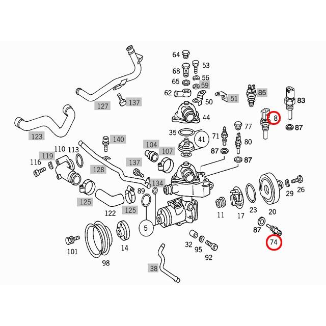 水温センサー(黒 4Pin) メルセデスベンツ Sクラス W126 300SE 420SEL 500SE 560SEC 560SEL M103 ...