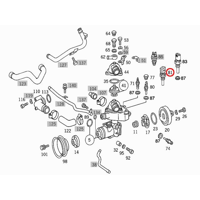 Mercedes-Benz（メルセデス・ベンツ） 水温センサー(黒 4Pin) ミディアムクラス W124 220E 220TE 280E ...