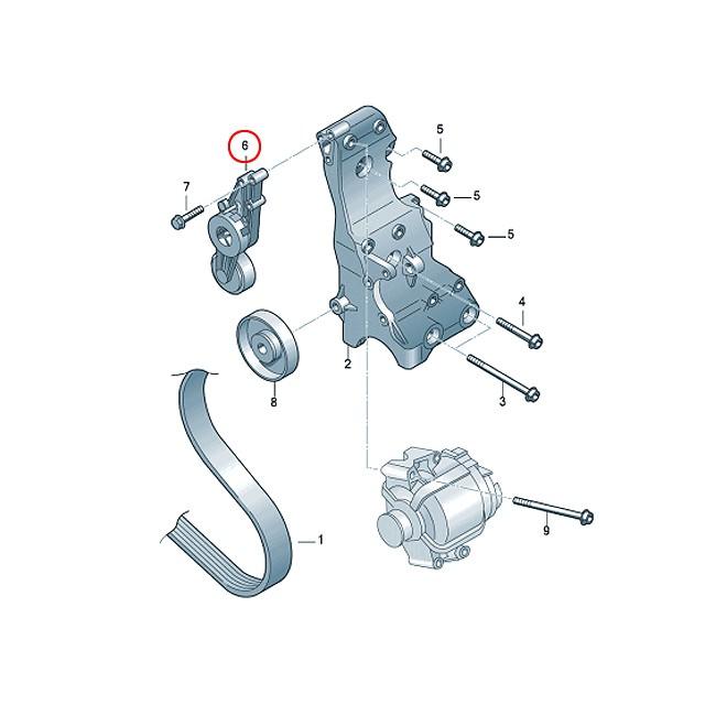 Audi（アウディ） 外ベルト用テンショナー A4 8EALT 8EAMBF 8EBFB 8EBGBF 8EBWEF 06B903133E ...