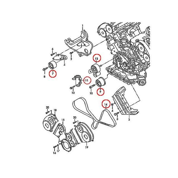 Audi タイミングベルトテンショナーセット アウディ 078109119J 078109243S 078109244H 078121006A ...