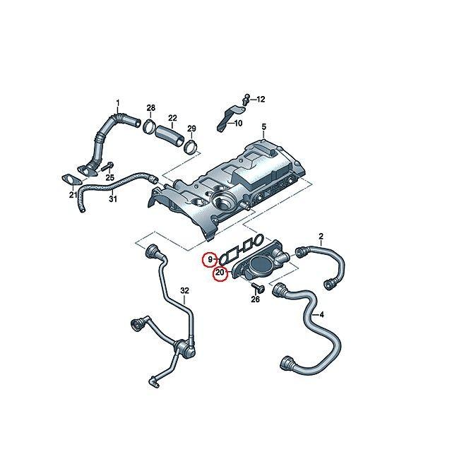 プレッシャーリリーフバルブ＆ガスケットセット アウディ TT 8JBWA 8JCDLF 06F129101R 06F103483E PCV ...