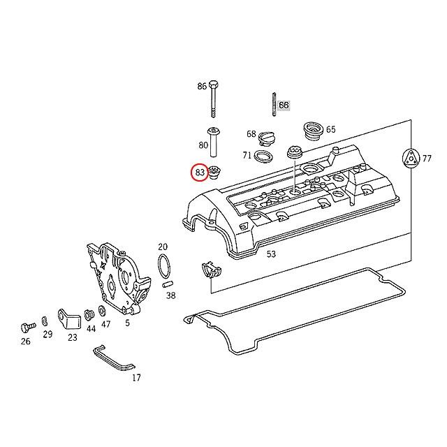 Mercedes-Benz タペットカバー 固定ボルト用パッキン グロメット(1個) メルセデスベンツ ミディアムクラス W124 280E ...
