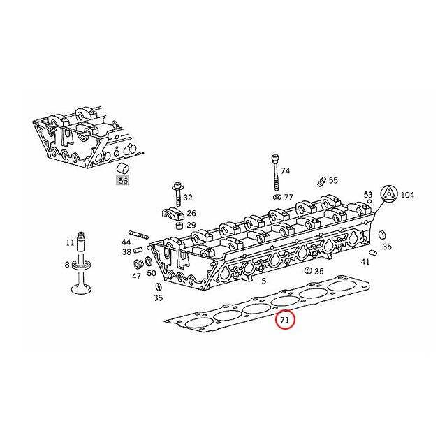 シリンダーヘッド ガスケット メルセデスベンツ ミディアムクラス W124 280E 320CE 320E 320TE E280 E320 ...