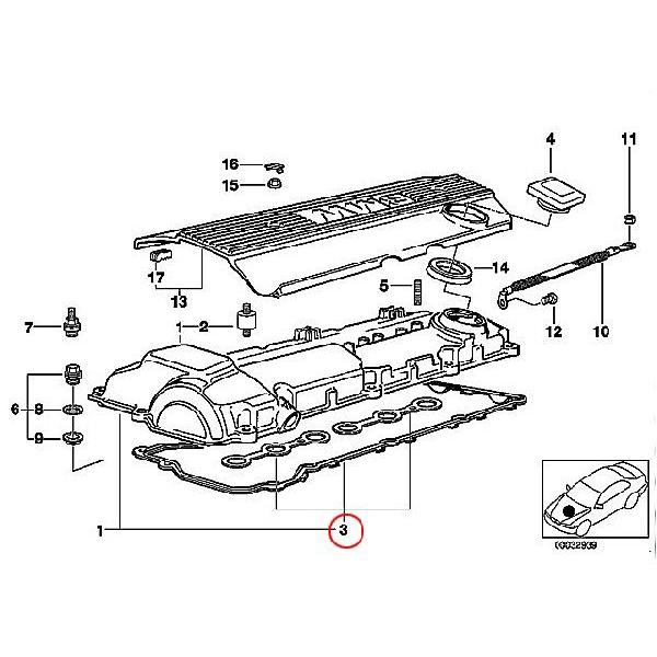 BMW タペットカバーガスケット 5シリーズ E39 528i DD28 DD28A DM28 DP28 M52 直6エンジン : セントピア ...