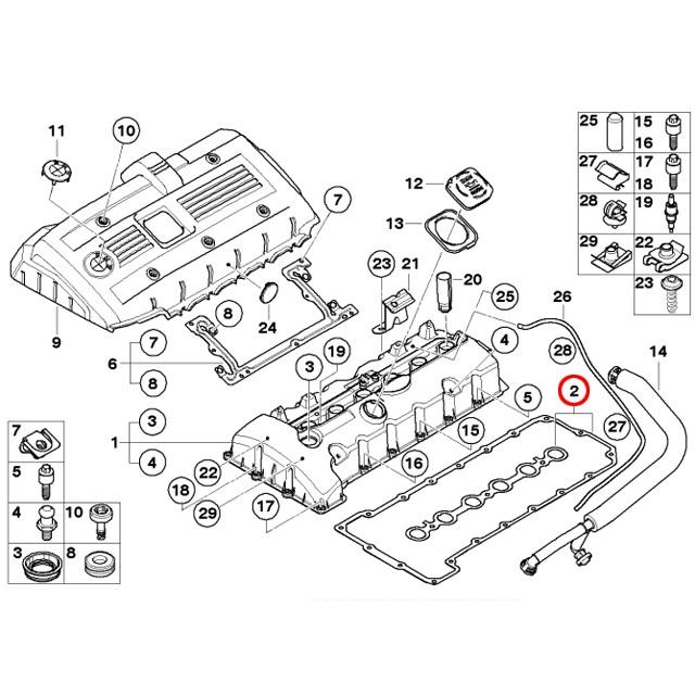 BMW タペットカバーガスケット E87 E90 E91 E60 E61 F10 F11 E63 X1(E84) X3(E83) X3(F25) X5(E70) Z4(E85) Z4(E86 ...