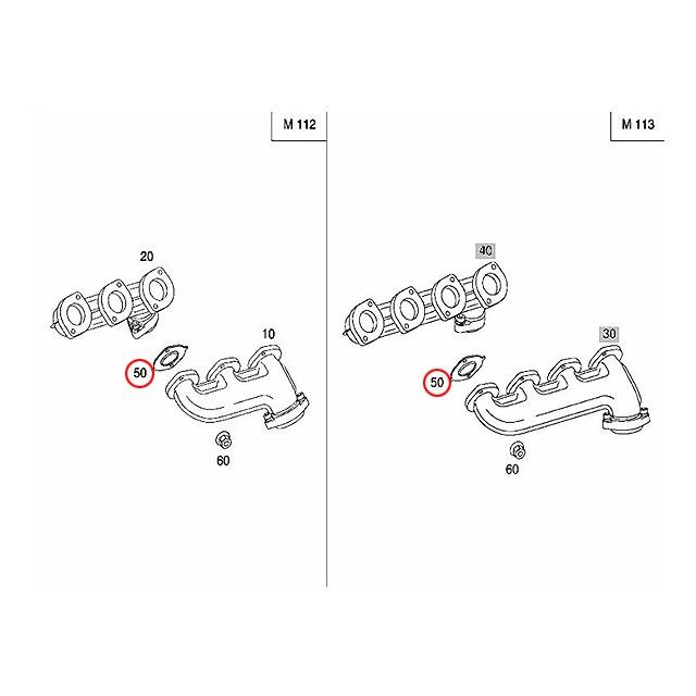 エキゾーストマニホールド ガスケット メルセデスベンツ CLSクラス W219 CLS500 CLS55AMG M113 V8エンジン ...