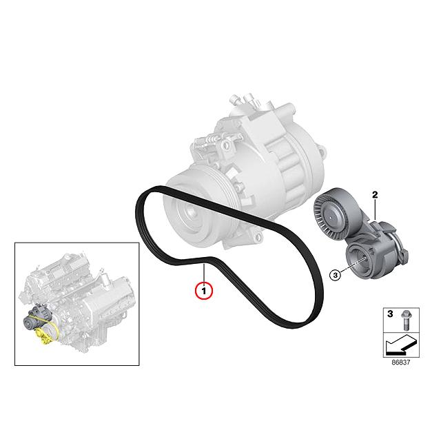 BMW ファンベルト E53 E60 E61 E63 E64 E65 E66 エアコンコンプレッサー用ベルト N62(V8)エンジン : セントピア ショッピングストア - 通販 ...