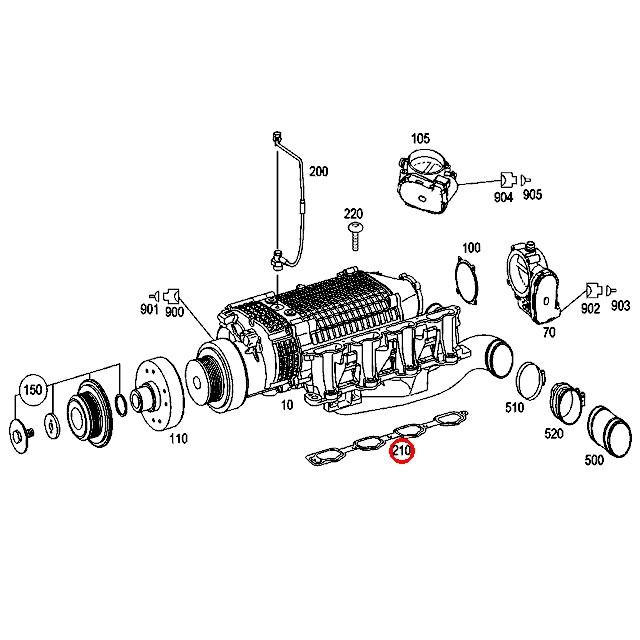 インテークマニホールド インマニ ガスケット メルセデスベンツ SLクラス R230 SL500 SL55AMGコンプレッサー M113 V8 ...