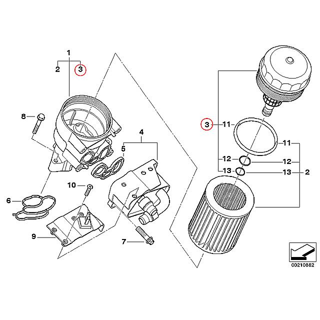 BMW 純正品 オイルフィルター ケースカバー BMW 3シリーズ E90 E91 E92 320i PG20 PG20G VA20 US20 ...