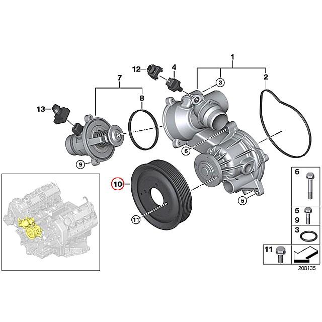 BMW ウォーターポンプ プーリー X5シリーズ E53 4.4i 4.8is FA48 FB44N : セントピア ショッピングストア ...
