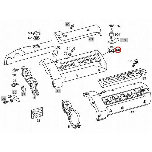 Mercedes-Benz タペットカバー ガスケット 左側 メルセデスベンツ Eクラス W210 E400 E420 E50AMG M119 V8後期エンジン : セントピア ショッピング ...