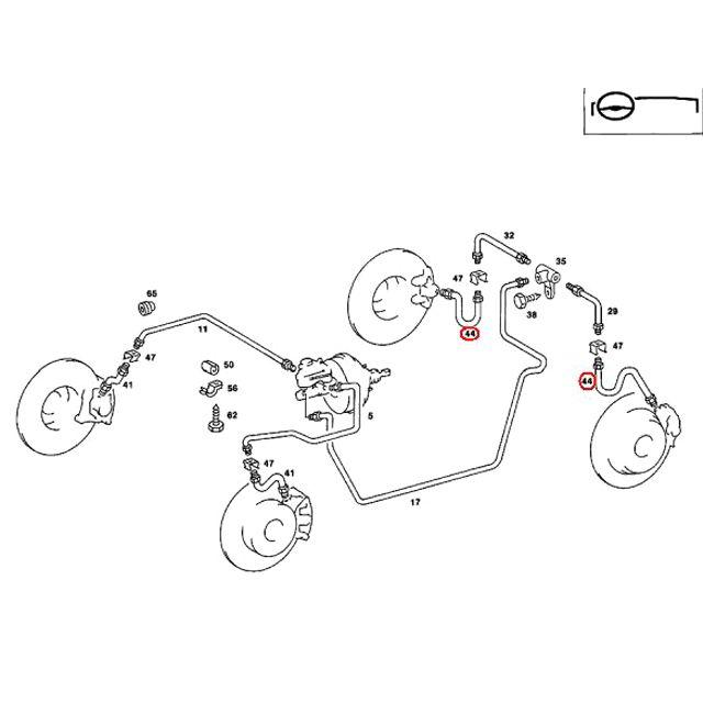 ブレーキホース リア メルセデスベンツ Sクラス W126 300SE 420SEL 500SE 560SEC 560SEL ...