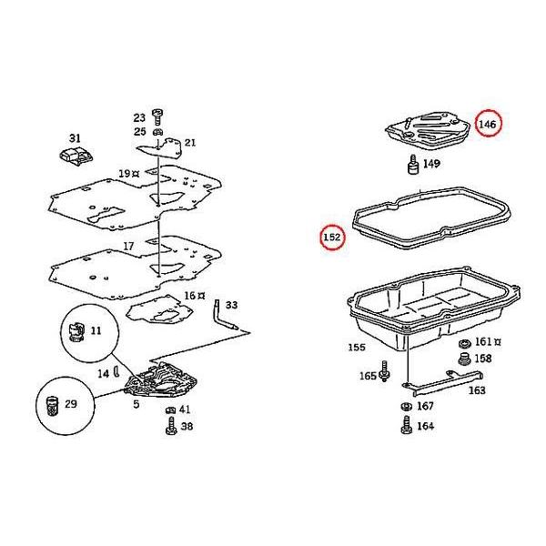 Mercedes-Benz ATオイルフィルター＆オイルパンガスケット メルセデスベンツ Sクラス W126 560SEC 560SEL ...