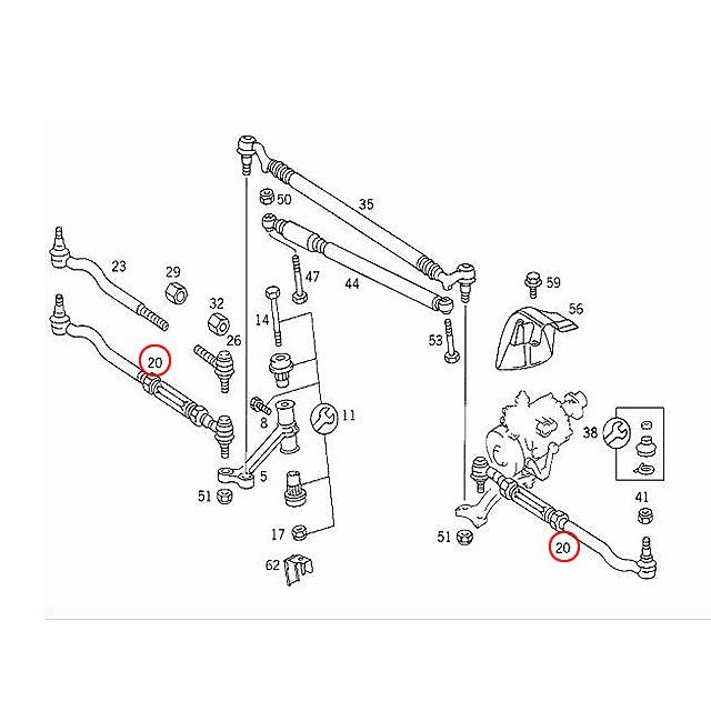 Mercedes-Benz（メルセデス・ベンツ） タイロッド 左右共通 CL/Sクラス W140 S500C S600C 300SE ...