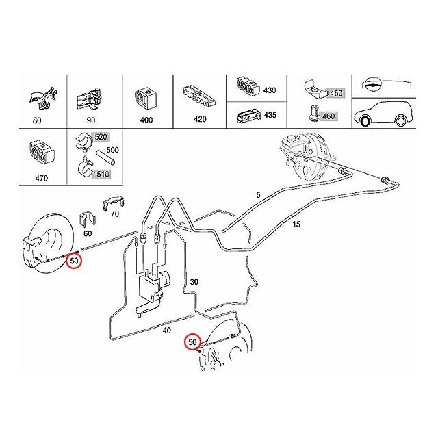 Mercedes-Benz ブレーキホース フロント メルセデスベンツ M/GLクラス W164 ML350 ML350D ML500 ...