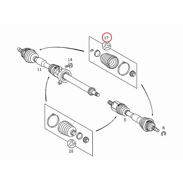 Mercedes-Benz ドライブシャフト ブーツ フロント アウター 左右共通(片側) メルセデスベンツ Aクラス W168 A160 ...