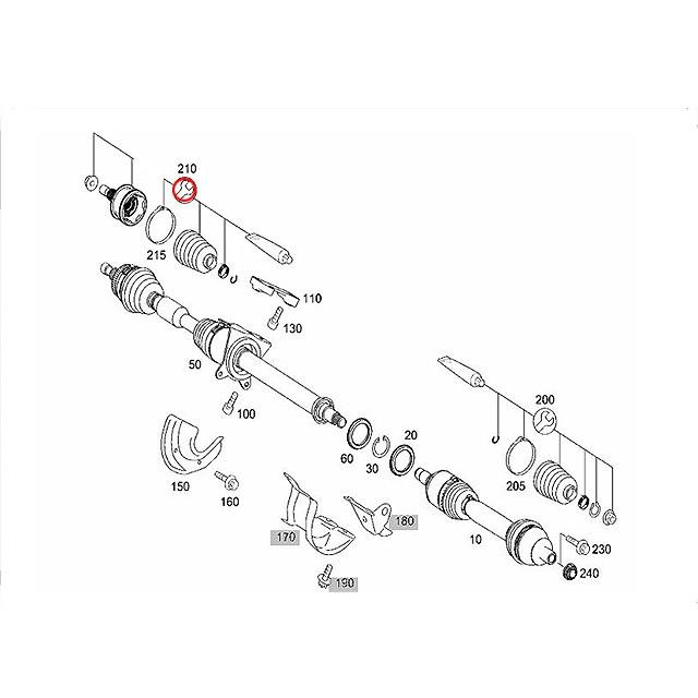 Mercedes-Benz（メルセデス・ベンツ） ドライブシャフト ブーツ フロント アウター 81mm 左右共通(片側) W169 W245 ...