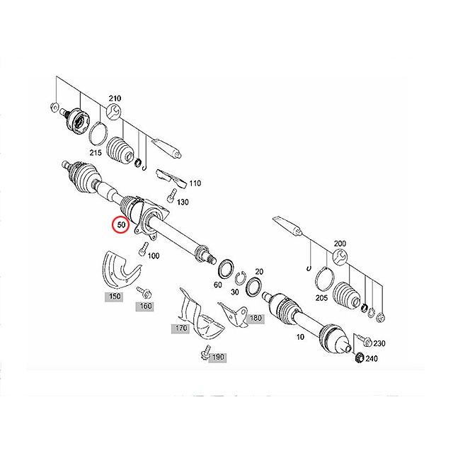 Mercedes-Benz（メルセデス・ベンツ） ドライブシャフト ASSY 右側 Aクラス W169 A170 A180 A200 ...