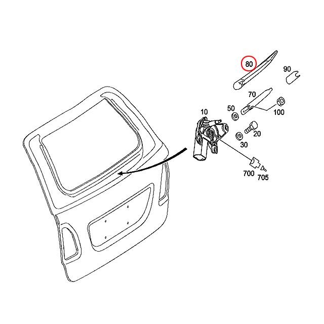 リア ワイパーブレード メルセデスベンツ ML/GLクラス W164 ML320CDI ML350 ML500 ML550 ML63AMG ...