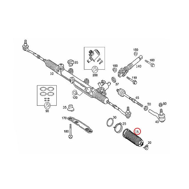 Mercedes-Benz ステアリングラック ブーツ 左右共通(1個) メルセデスベンツ Cクラス W203 C180 C200 C230 ...