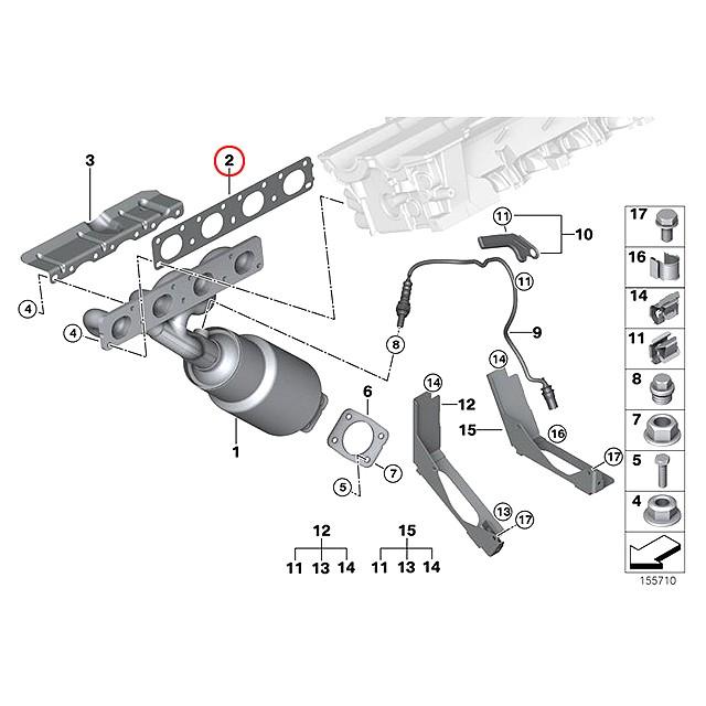 BMW エキゾーストマニホールド ガスケット 3シリーズ E90 E91 E92 320i VA20 VR20 WA20 N46 直4エンジン ...